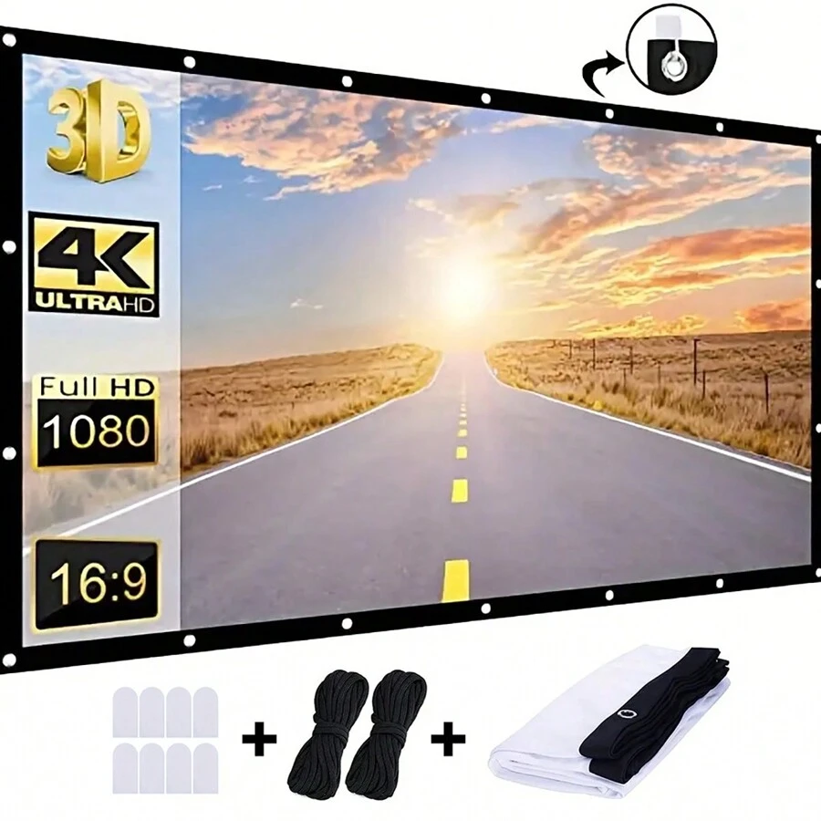 Projector Screen 150 Inch, Movie Projector Screen 16:9 Foldable ...