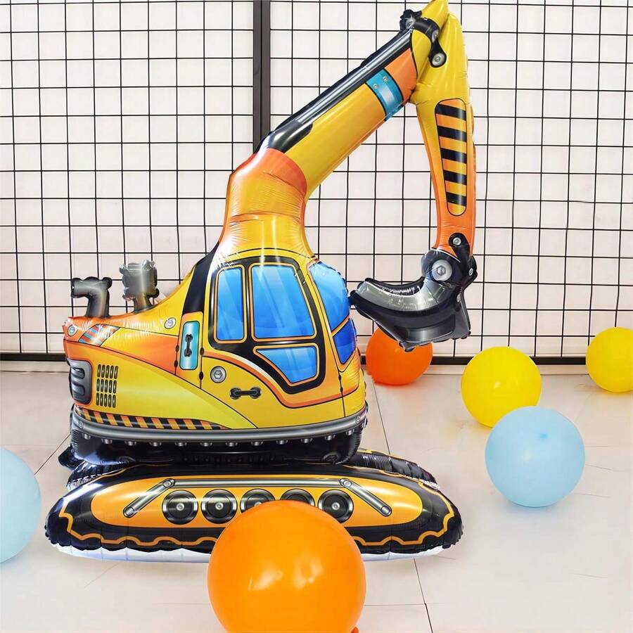 1pc Large Excavator Shaped Aluminum Foil Balloon For Construction ...
