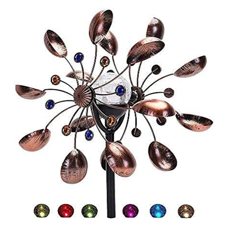 Outdoor Metal Windmill With Lights - Seasonal LED Lighting Garden Solar ...