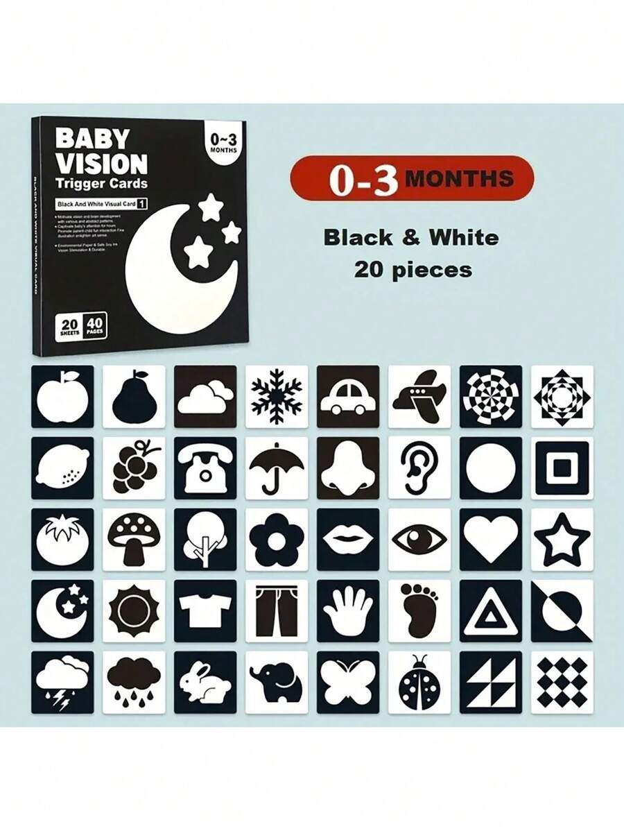 Black And White Cards For Baby Early Education, Infant Visual ...
