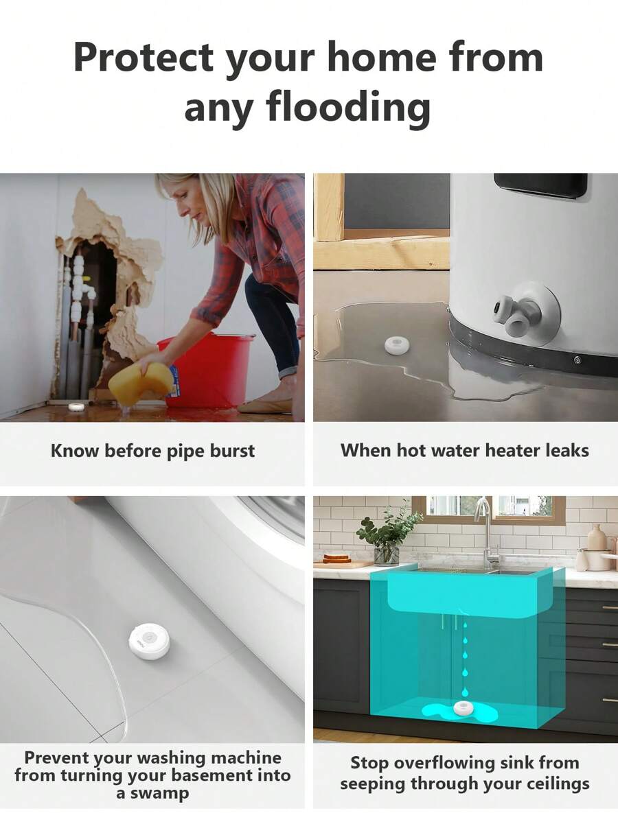 IMOU Smart Water Leak Sensor WiFi Zigbee IP66 Water Immersion Detection ...