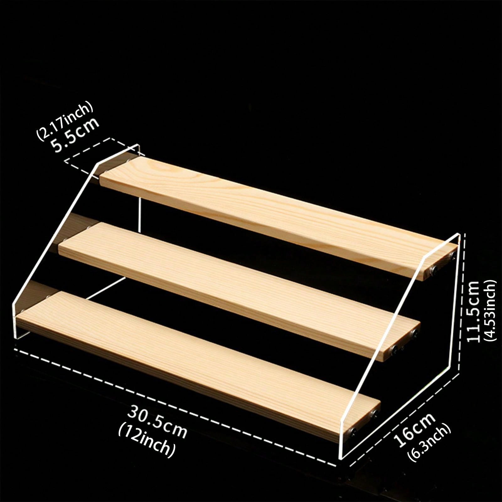 1 Pack 3 Tier Acrylic Wooden Display Stand, Clear Acrylic Display Riser ...