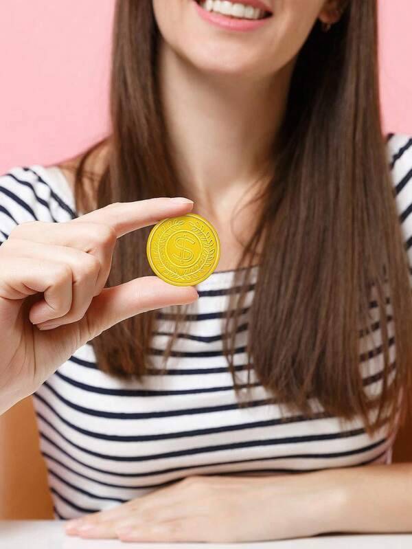 100 Count Plastic Gold Coins Set, Pirate Treasure Gold Play Coins For ...