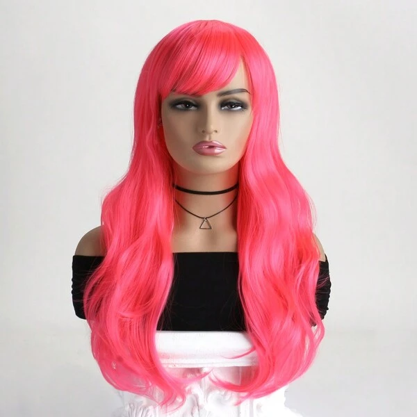 26 Inches Synthetic Fiber Long Curly Women'S Wig In Natural Rose Red ...
