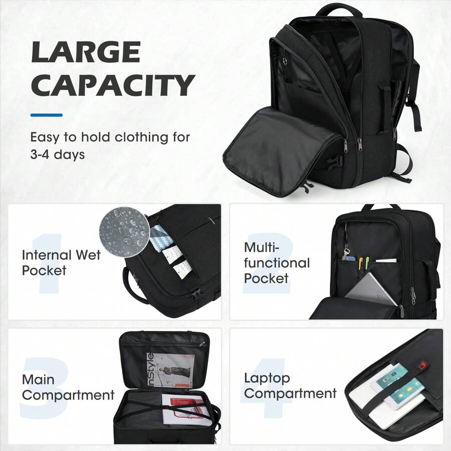 Travel Backpack Men 17.3 Inch Large Laptop Backpack Water Resistant ...