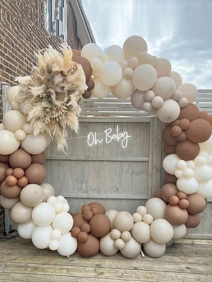 140pcs Coffee Brown Cream Beige Balloon Garland Arch Kit Rustic Wedding ...