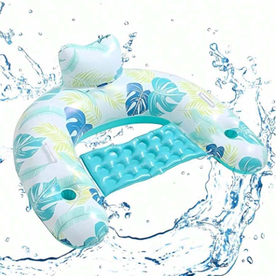 Inflatable Floating Lounger, Pool Float With Cup Holder & Backrest ...