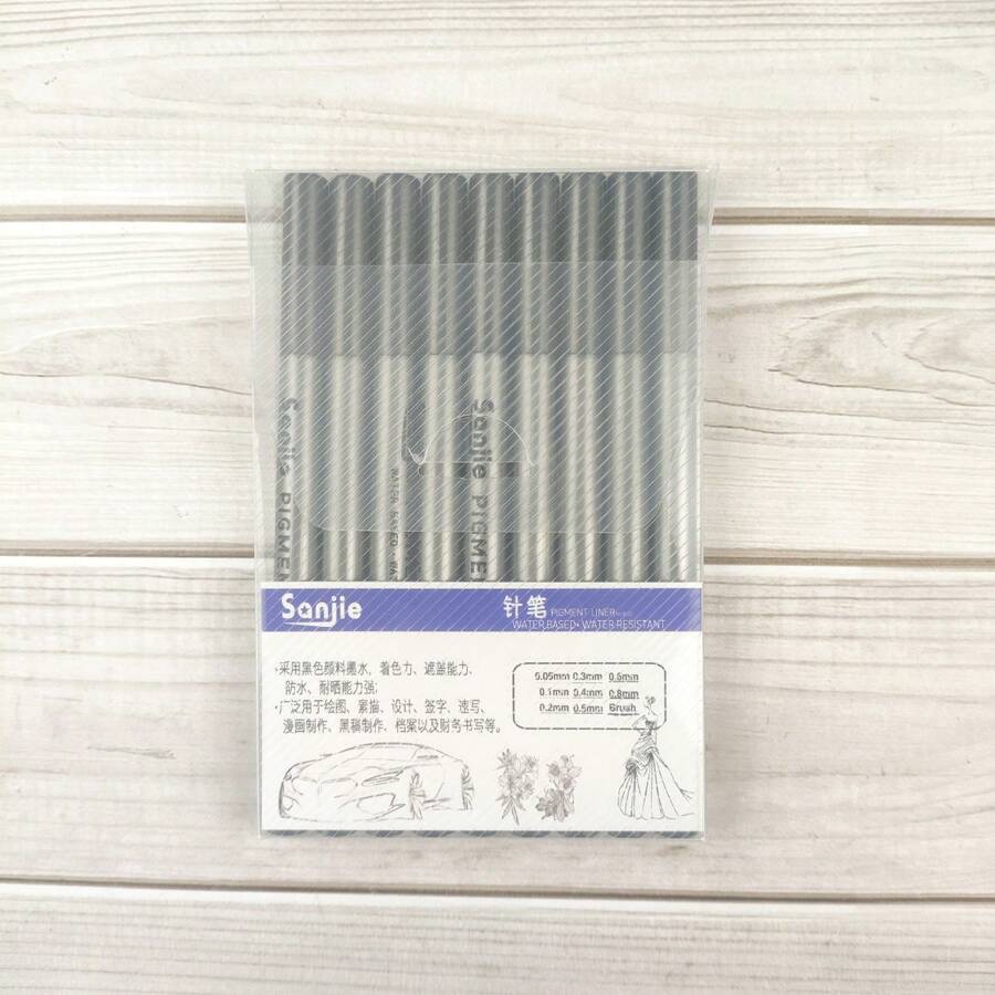 1 Box Of 9pcs Black Needle Tube Pens, Simple Waterproof Needle Tube ...