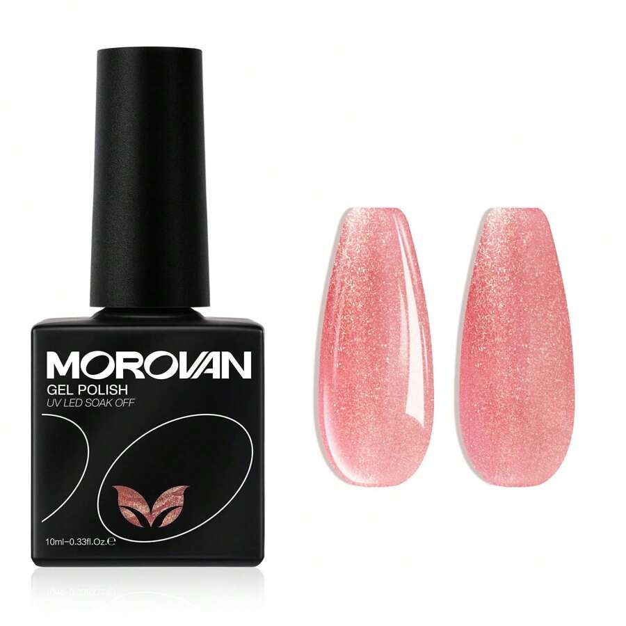 Morovan Gel Nail Polish: 10ML Flesh Pink Gel Polish Gold Shimmer ...