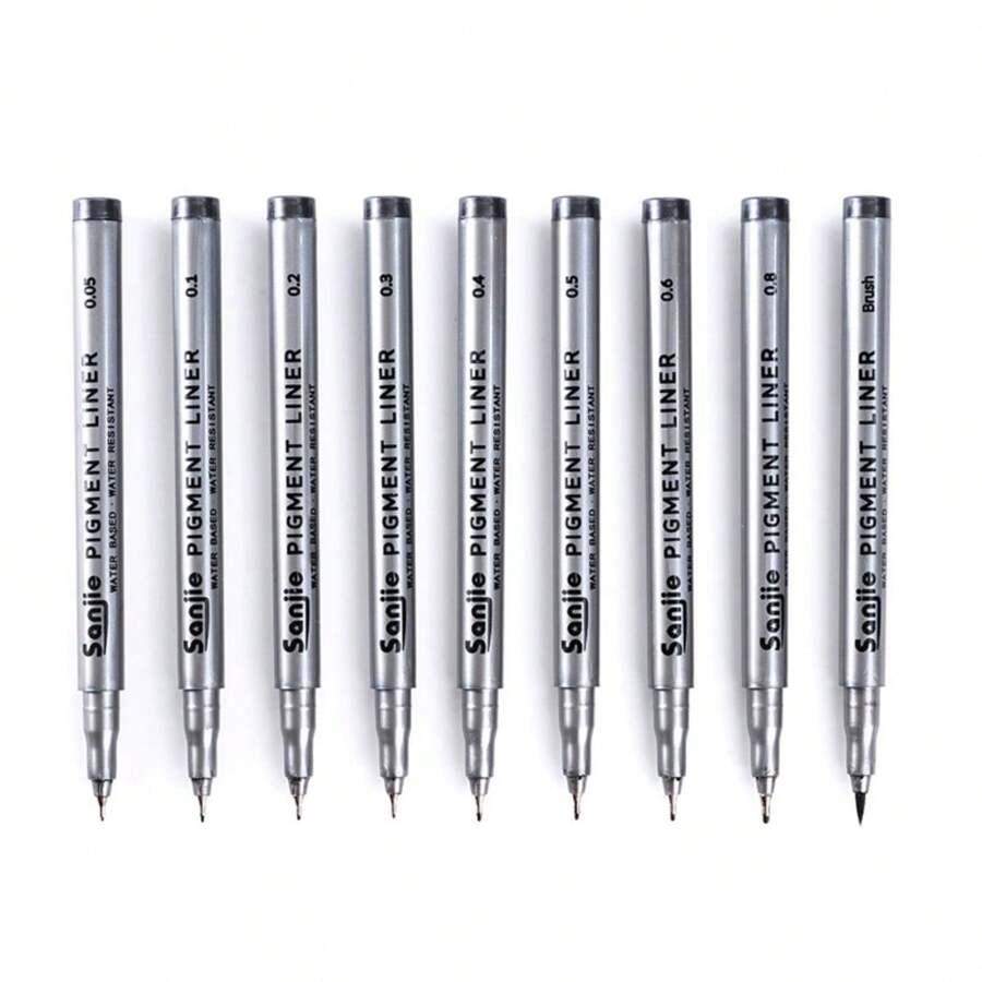 1 Box Of 9pcs Black Needle Tube Pens, Simple Waterproof Needle Tube ...