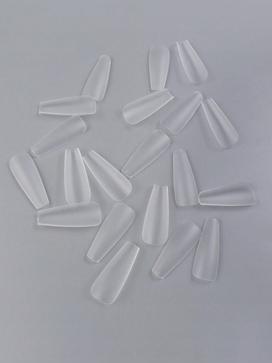 500pcs/Box Transparent & Matte Finish Full Cover Long Ballet Shaped ...