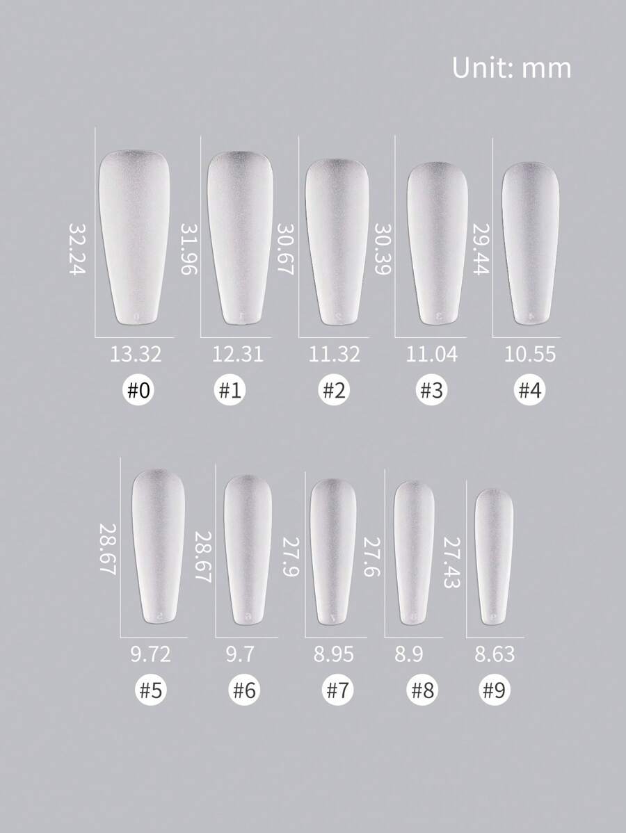 500pcs/Box Transparent & Matte Finish Full Cover Long Ballet Shaped ...