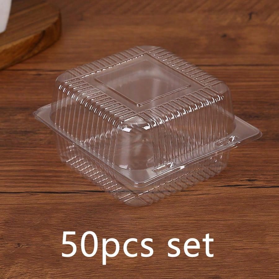 50 Piezas De Contenedores Transparentes Con Bisagras Para Llevar ...