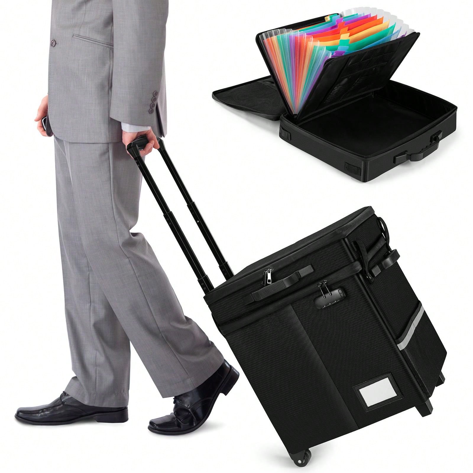 Rolling Cart With Wheels, Fireproof File Organizer Foldable Shopping ...