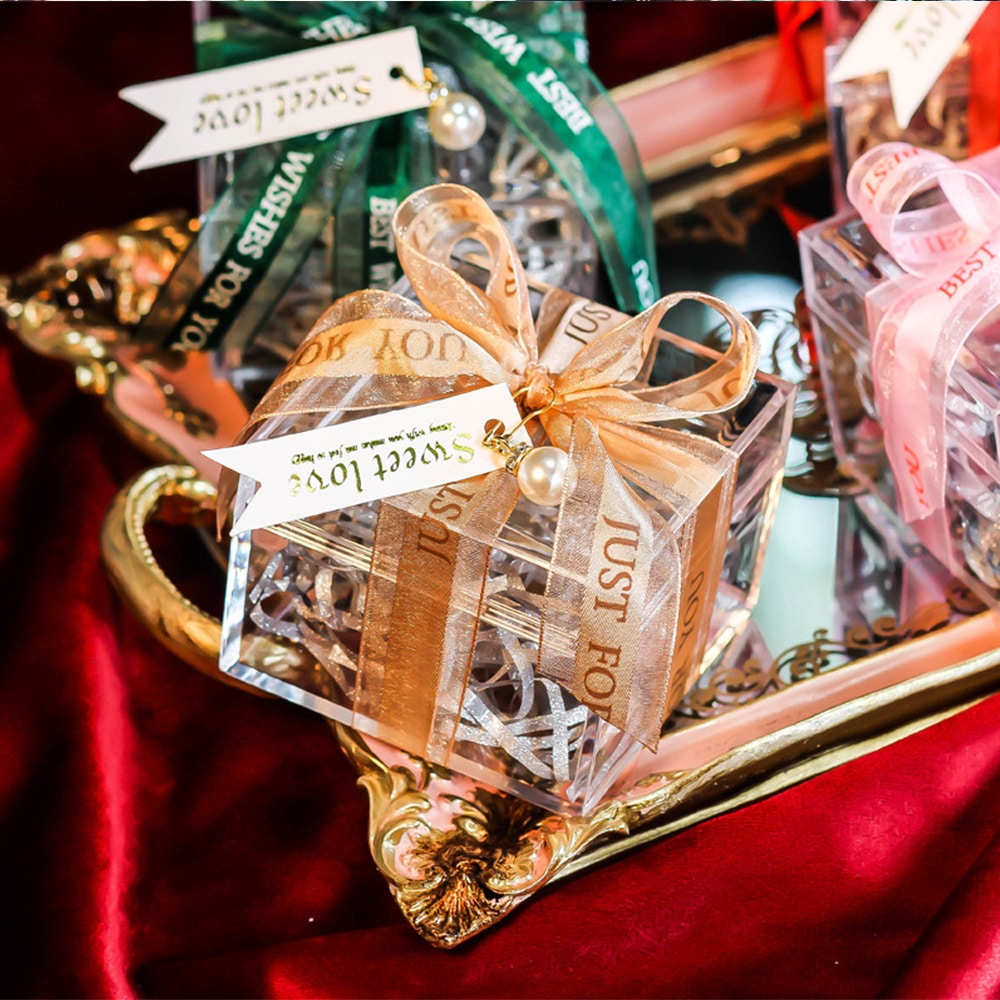 Clear Acrylic Candy Box With Ribbon, Wedding Favor Boxes And Gift Boxes ...