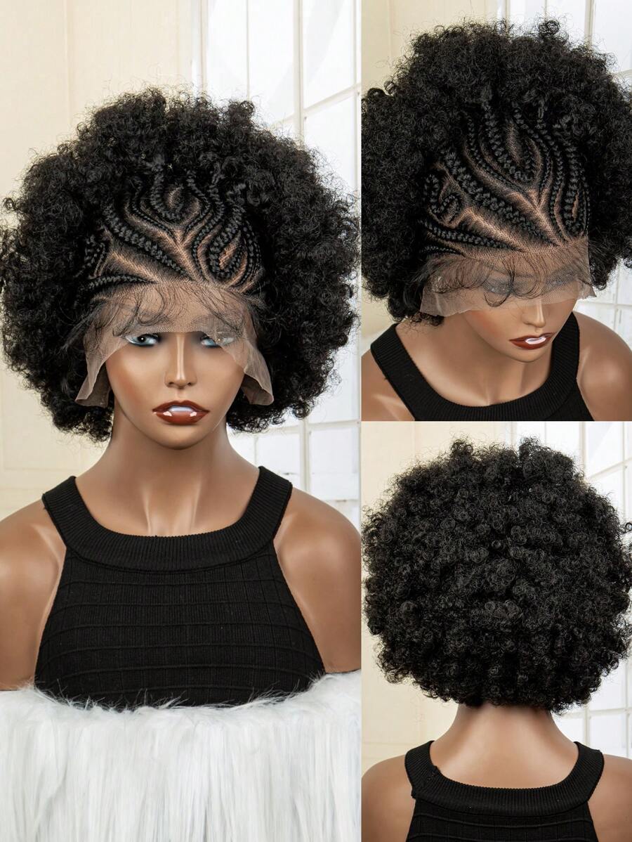 New Arrival Special Weaving 13*6 Lace Synthetic Wig, Black Braided ...