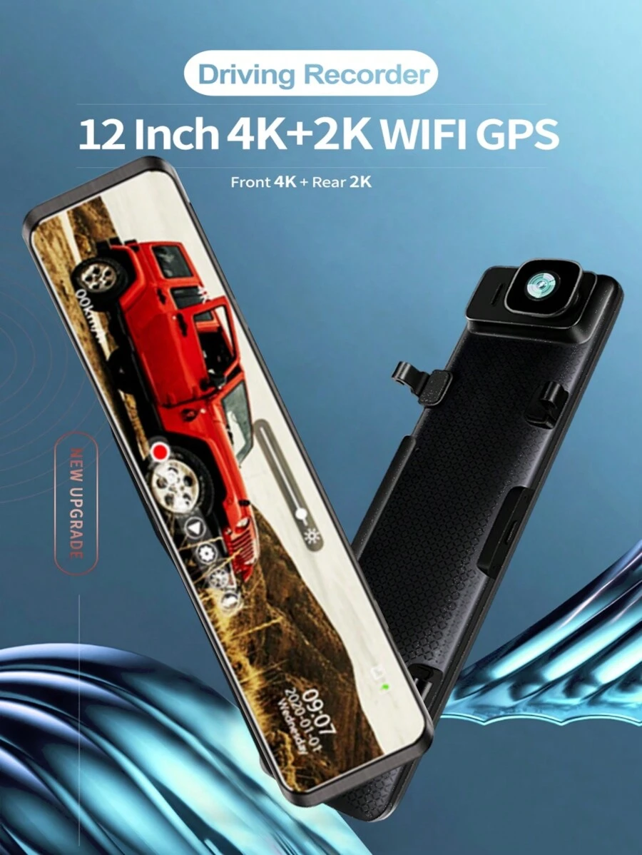 JIABOER Z90-G 12Inch Car DVR 4K 3840*2160P Dash Cam WIFI APP GPS Rear ...