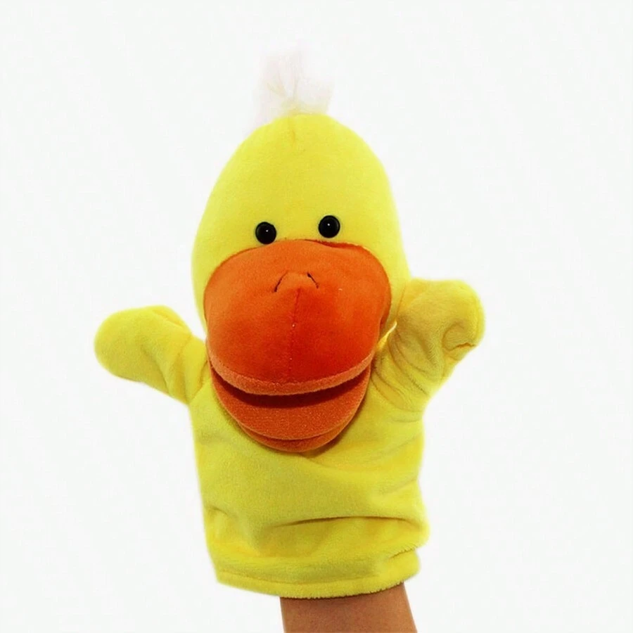 1pc Duck Shaped Animal Hand Puppet With Movable Mouth, Soft Plush Hand ...