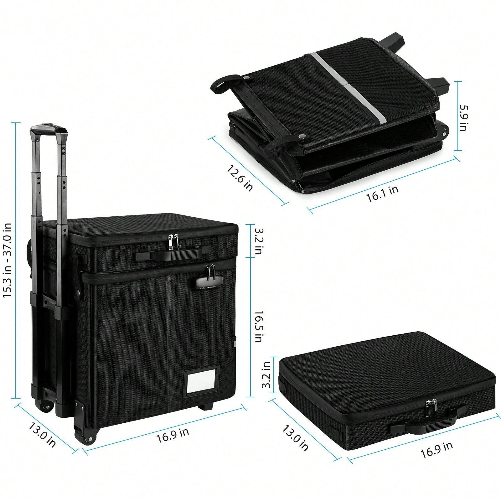 Rolling Cart With Wheels, Fireproof File Organizer Foldable Shopping ...