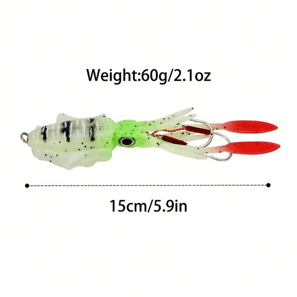 Fishing Soft Squid Lure 60g Luminous/UV Squid Jig Fishing Lures For Sea ...