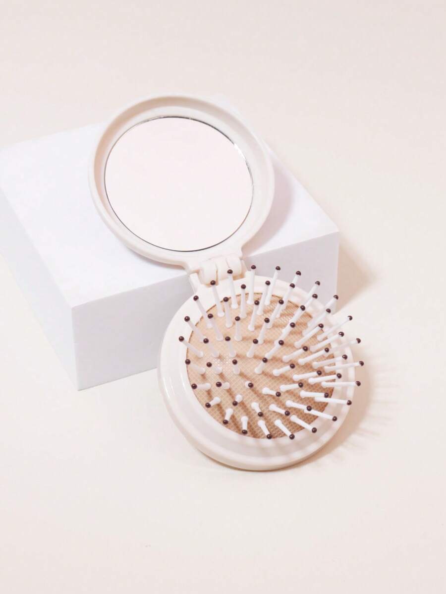 Mirror Folding Hairbrush, 1-Pack Pp Material Round Travel Hairbrush ...