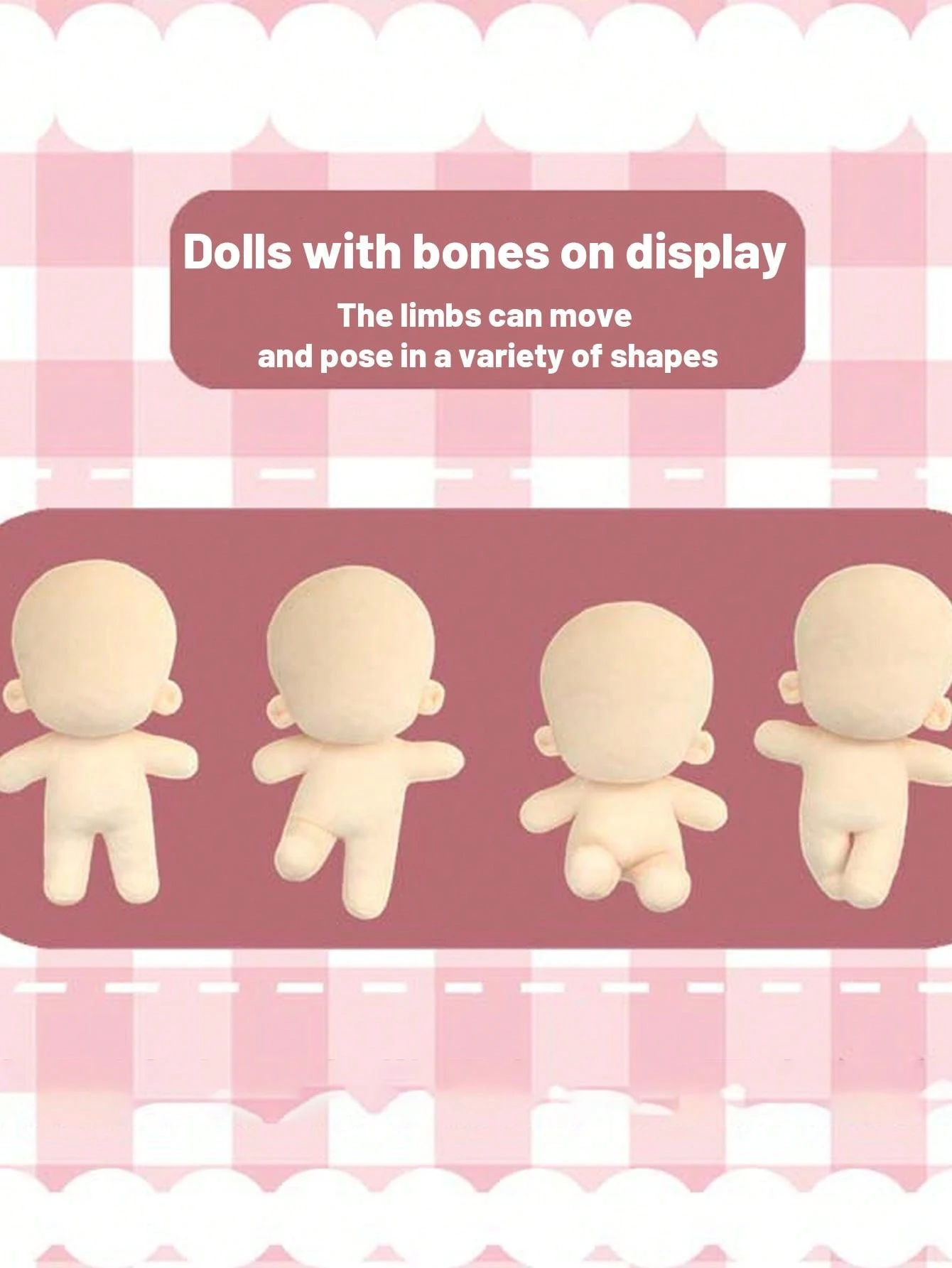 4pcs 20cm Plush Doll With Posable Joints, Fuzzball Style Doll Figurine ...