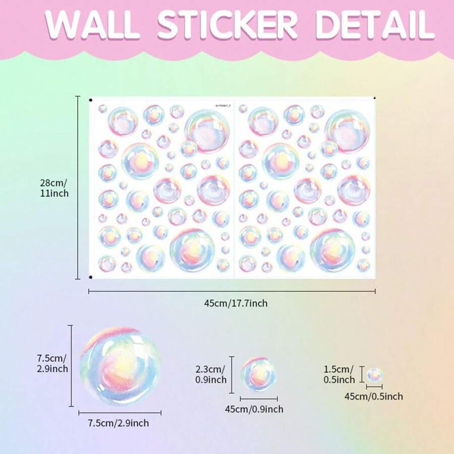 Colorful Bubble Wall Stickers, Underwater World Background Decor, Ocean ...