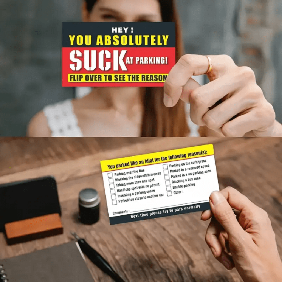 50pcs You Parked Like An Idiot Business Cards, Writable Bad Parking ...