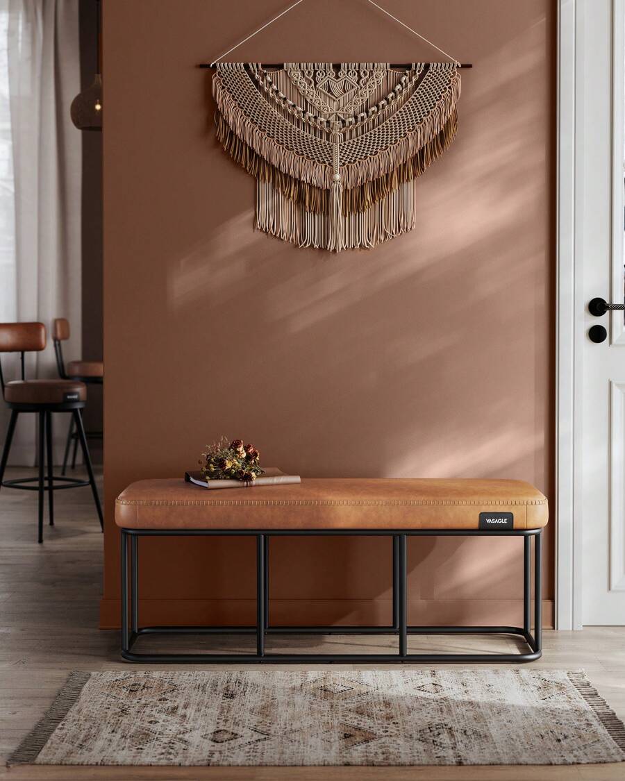 VASAGLE EKHO Collection Bench for Entryway Bedroom, Synthetic Leather ...