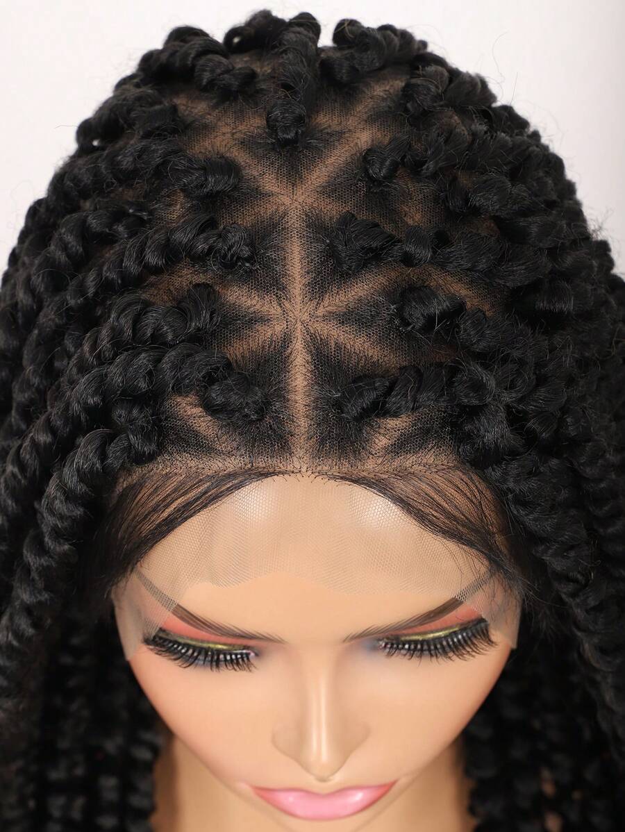 44'' Knotless Spring Twist Braided Wigs For Women Full Double Lace ...