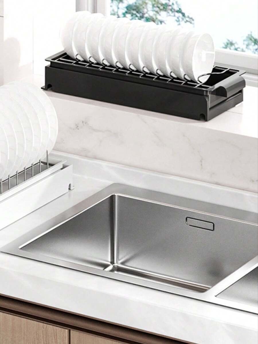 1PC Drawer Bowl Dish Storage Rack Pull Out Dish Tray Rack Sink Storage ...