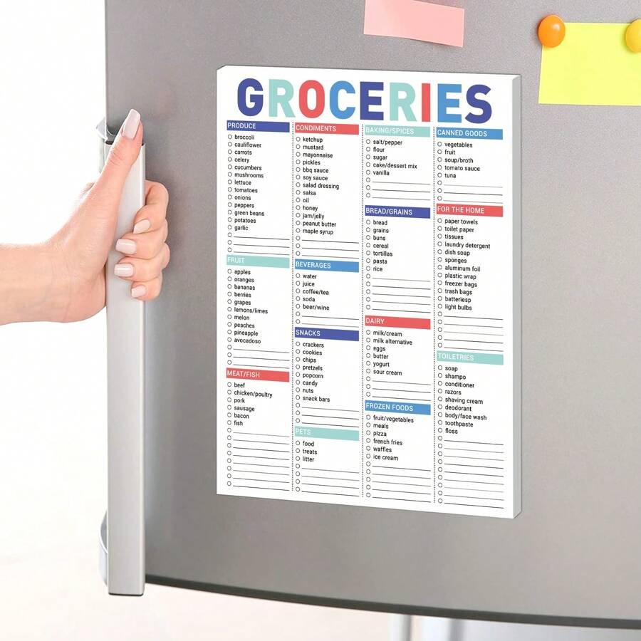 BUBU Color-Coded Grocery List Magnet Pad,Common Food For Fridge And ...