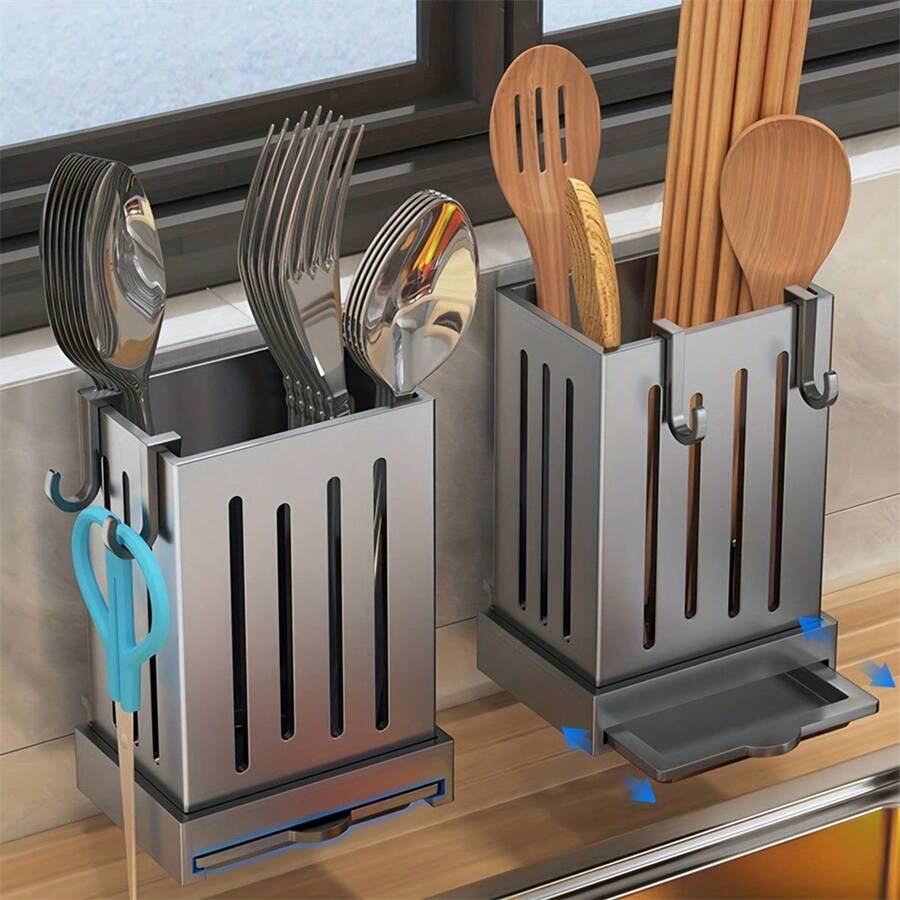 1pc Kitchen Utensil Holder, Multifunctional Draining Chopstick Cage ...