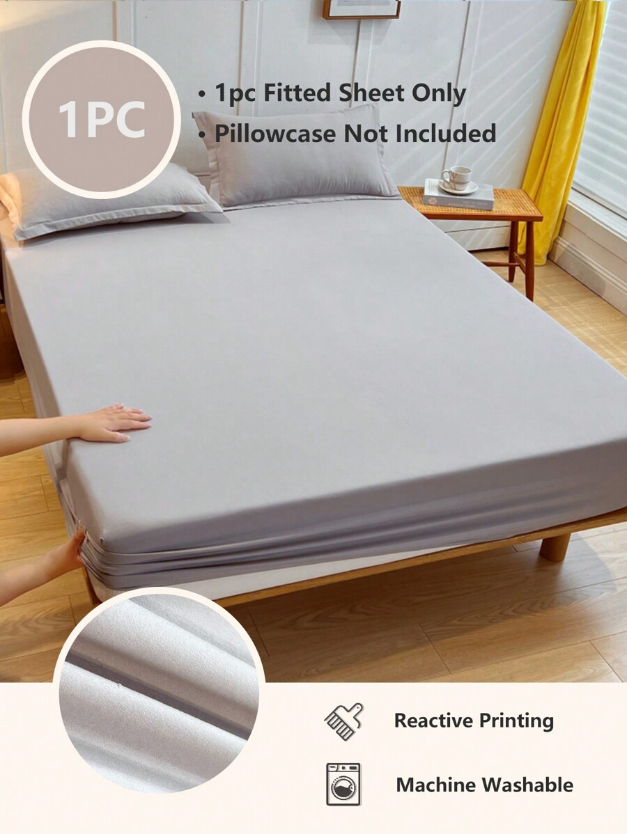 1pc Waterproof Fitted Sheet, Antibacterial Mattress Cover, Solid Color ...