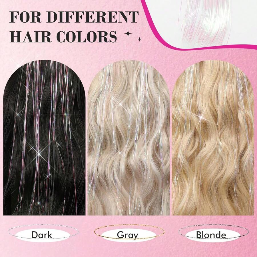 1 Pc Sparkle Shiny Hair Tinsel Hair Extensions Dazzles Women Hippie For ...