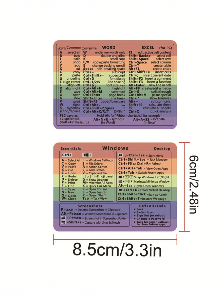 Windows/Word Shortcut Key Sticker Set For Decorating, Laptop Keyboard ...