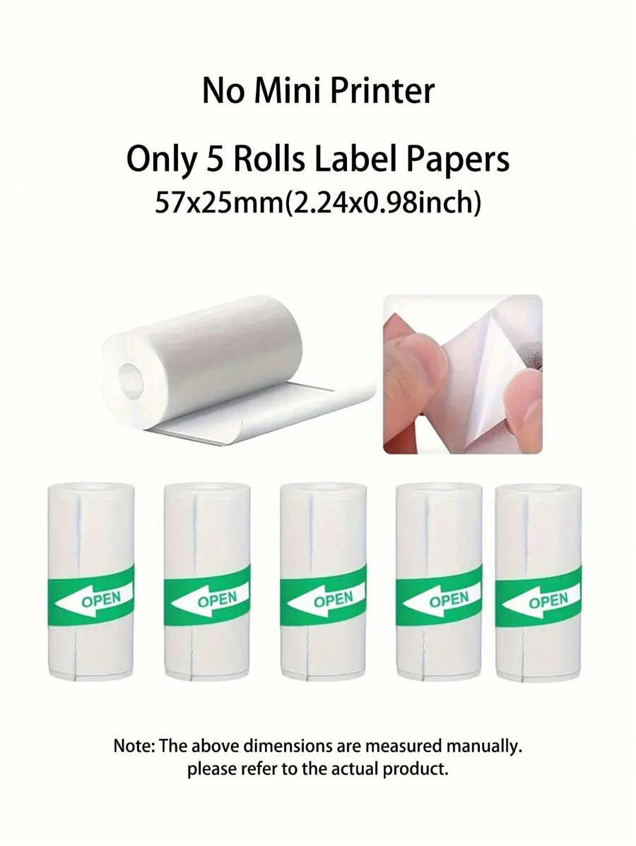 5 Rolls Of White Adhesive Printer Paper For Mini Printer | SHEIN USA