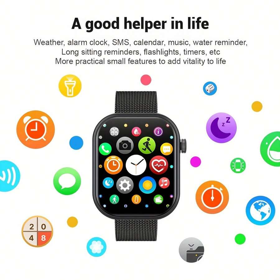 1pc Men's Golden Milan Stainless Steel Strap Smart Watch With 2.05inch ...