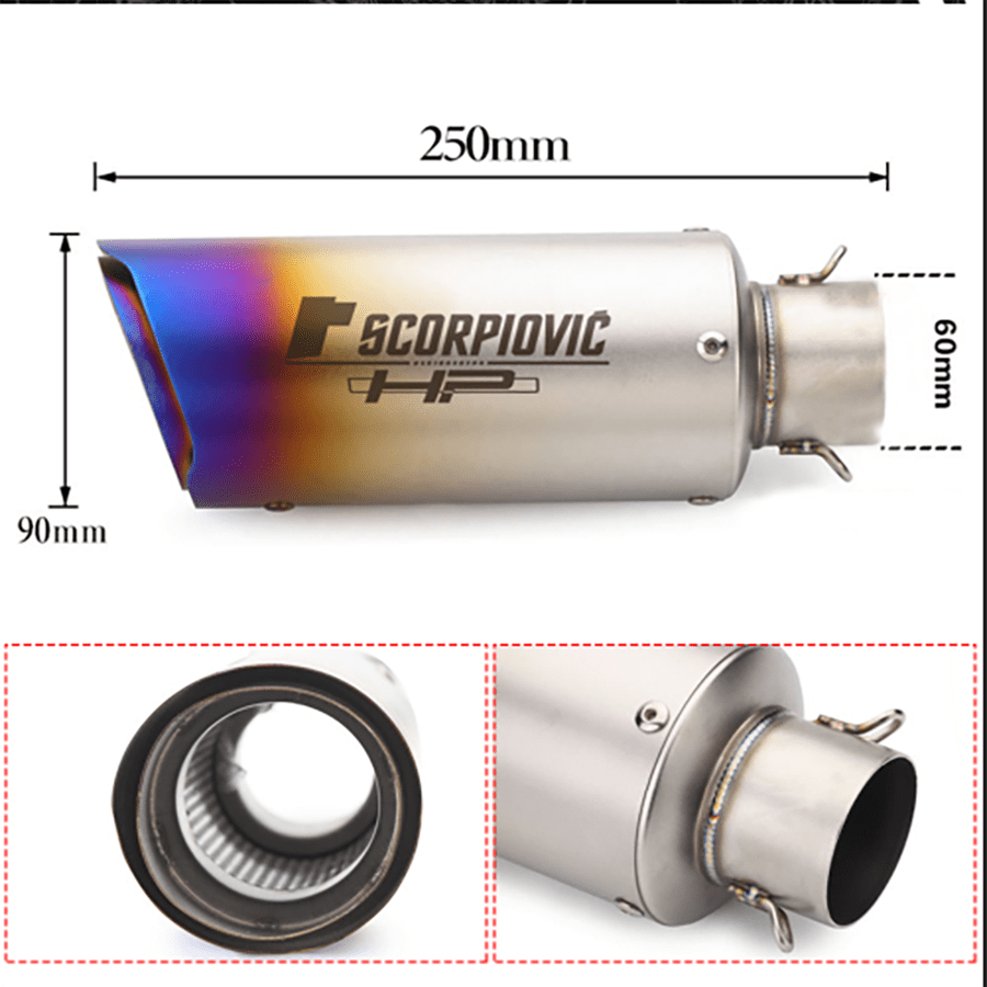 1pc 51mm Caliber Sport Motorcycle Exhaust Pipe With Double Oblique Tail ...