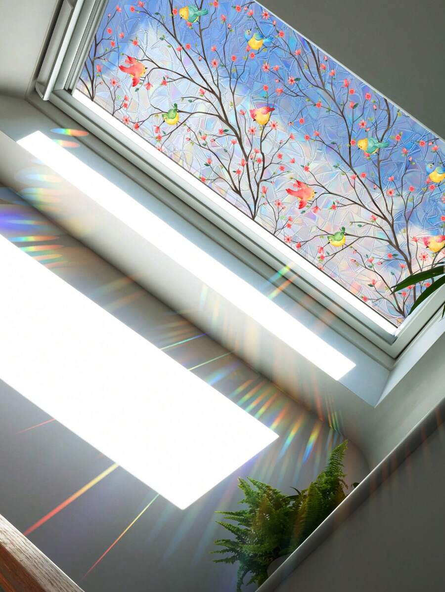 1pc Large Size Plant And Flower Design Electrostatic Window Sticker ...