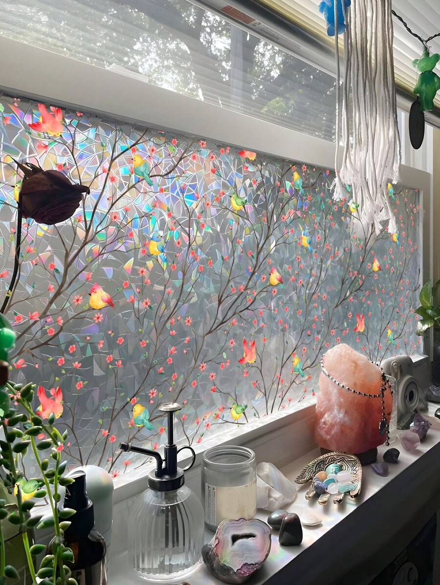 1pc Large Size Plant And Flower Design Electrostatic Window Sticker ...