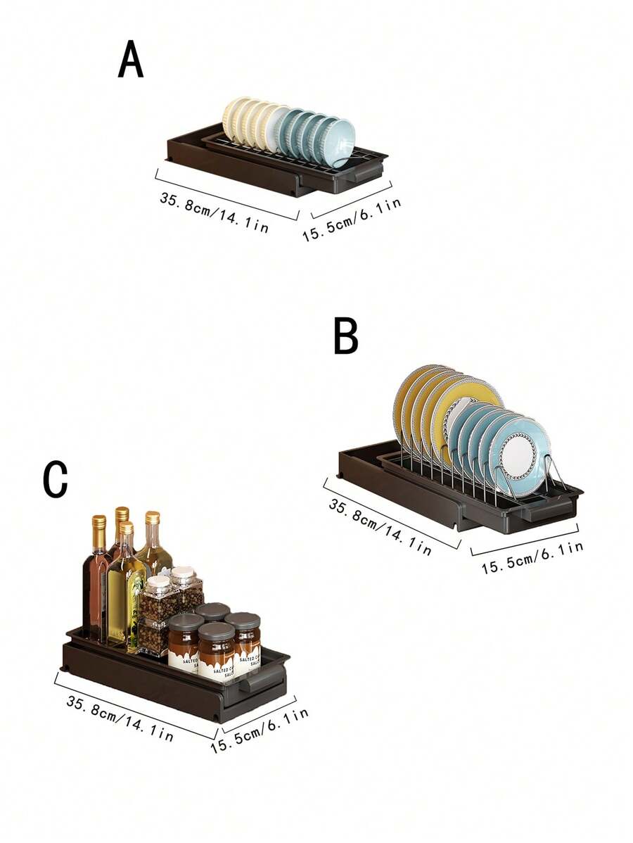 1PC Drawer Bowl Dish Storage Rack Pull Out Dish Tray Rack Sink Storage ...