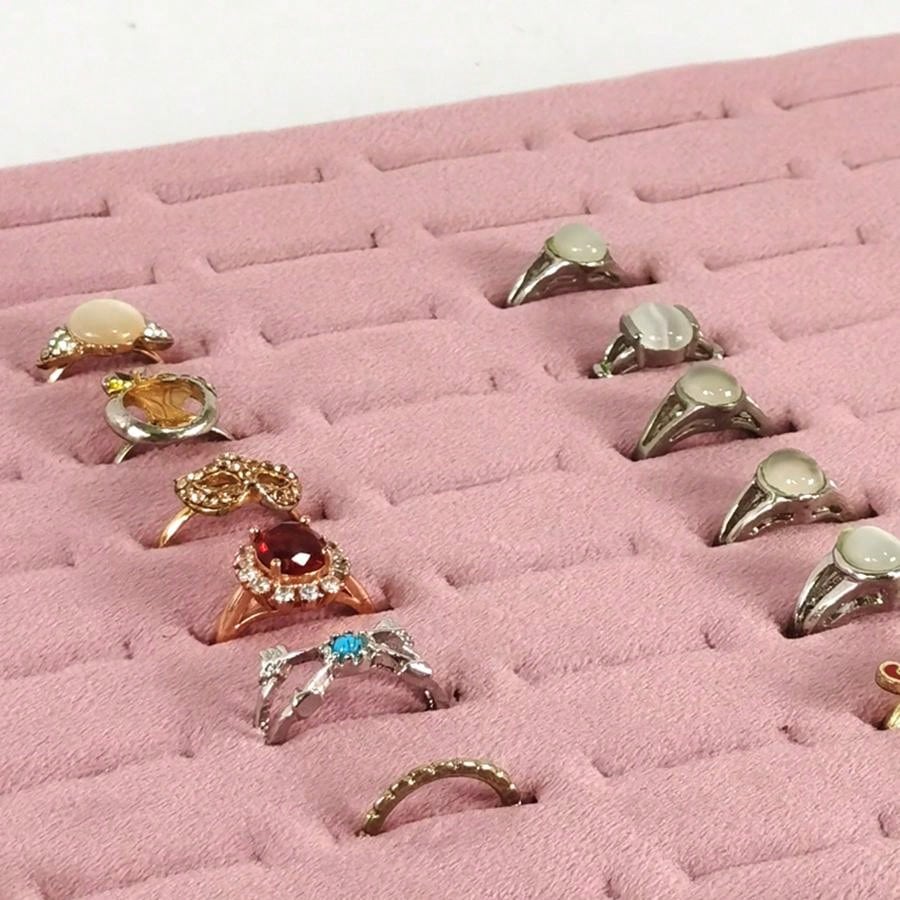 100 Slots Ring Display Mat Ring Storage Props Jewelry Tray Inner Liner ...