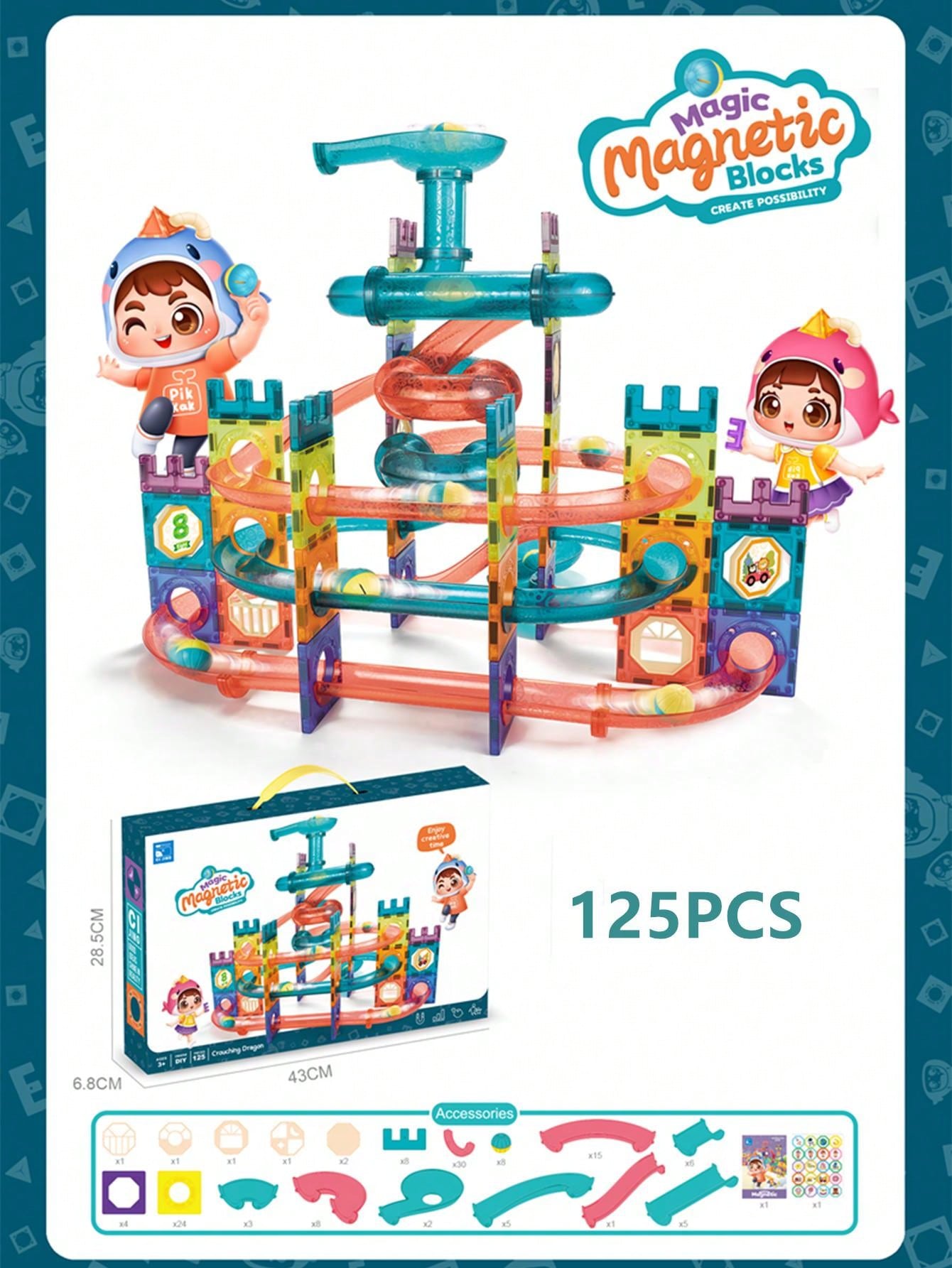 Color Window Magnetic Ball Track Building Block Diy 3d Magnetic Blocks ...