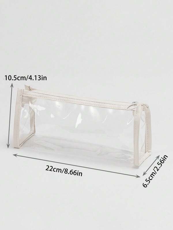 Minimalist Transparent Pvc Zippered Pencil Case | SHEIN USA