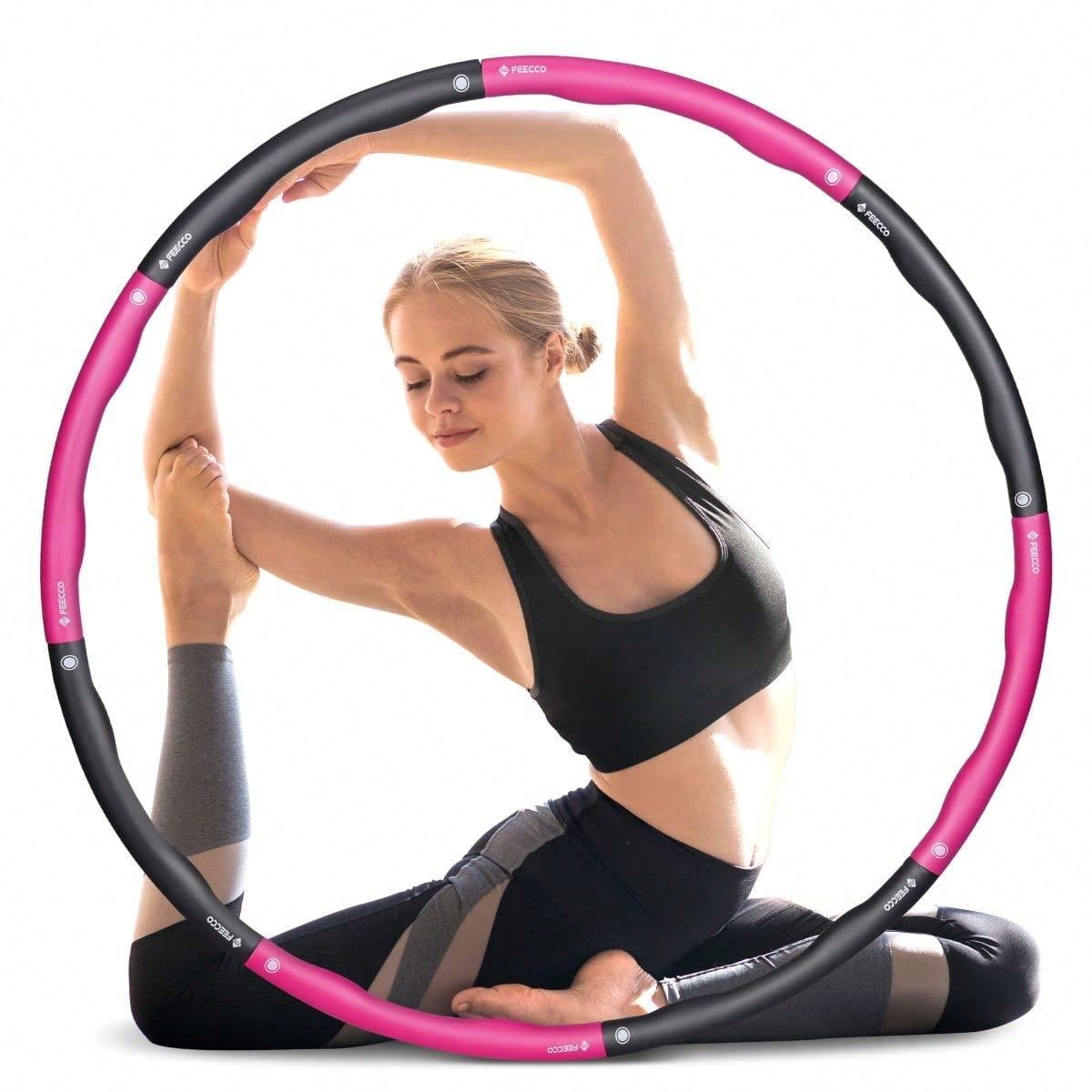 1 Piece 1.2kg Detachable Assembly Weighted Gray Pink Home Gym Hula Hoop ...