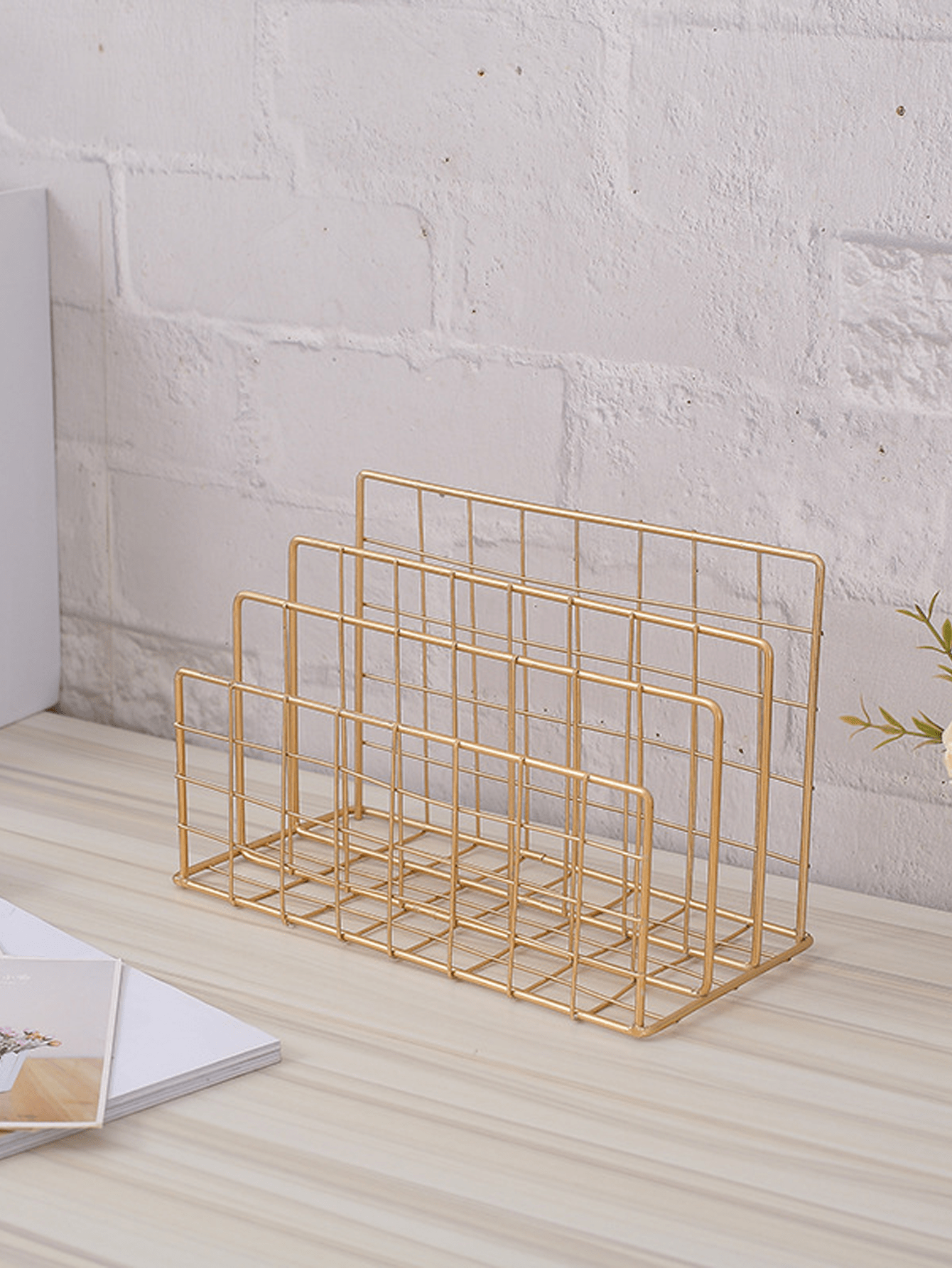 Iron Tabletop File Shelf Desk Bookshelf Study Simple Desk Shelf ...