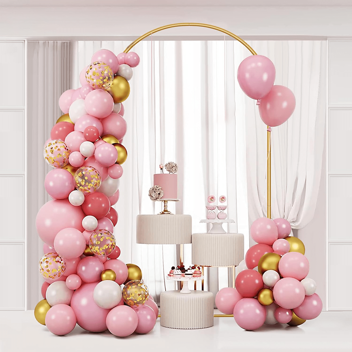 1Set Metal Arch Backdrop Stand,Wedding Balloon Arched Backdrop Stand ...