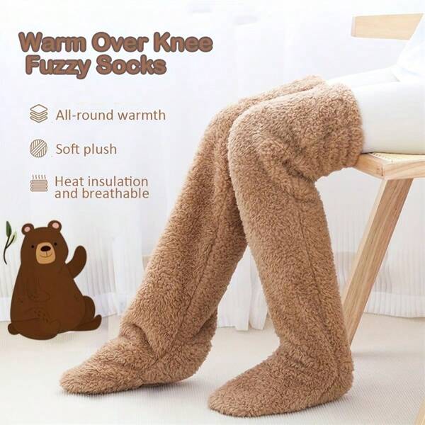 Adults Winter Fuzzy Slipper Socks Cozy Fuzzy Socks Thickened Plush Knee ...