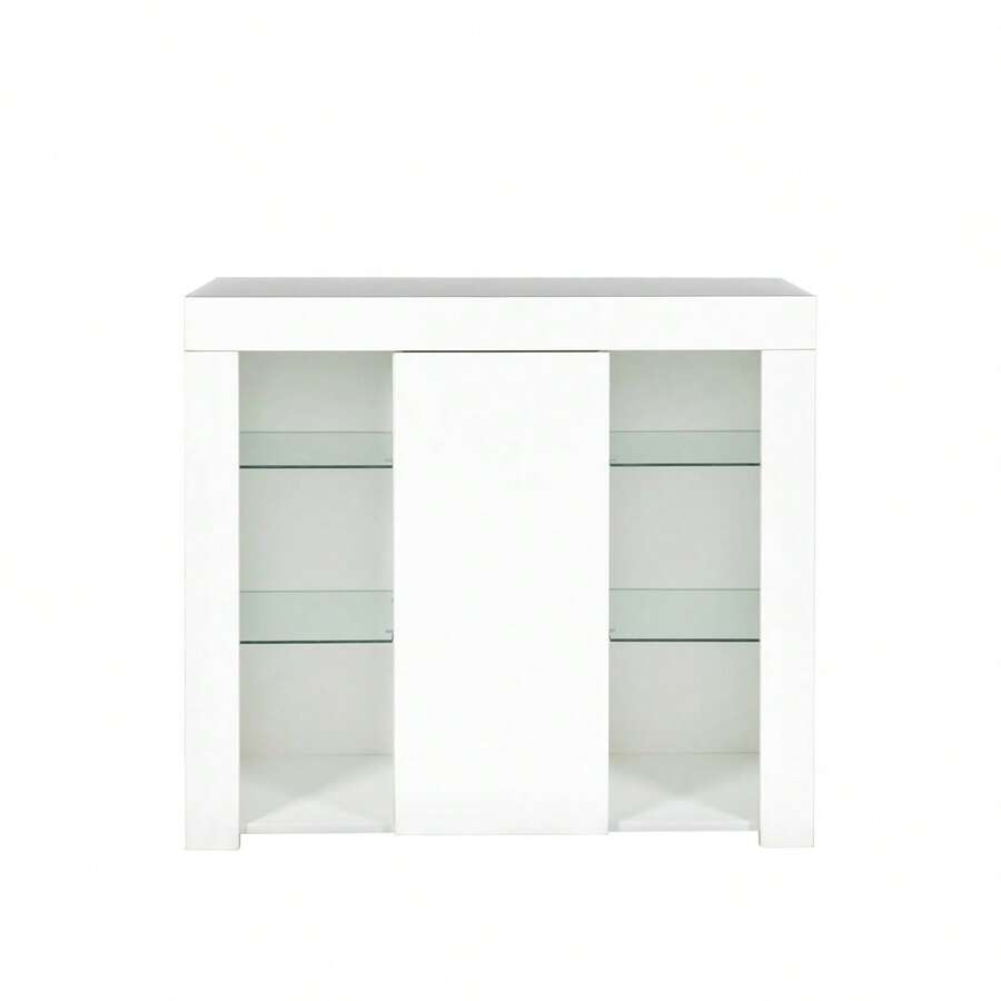 Kitchen Sideboard Cupboard With LED Light, Black High Gloss Dining Room ...